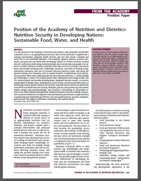 Nutrition Security paper | Never Ending Food